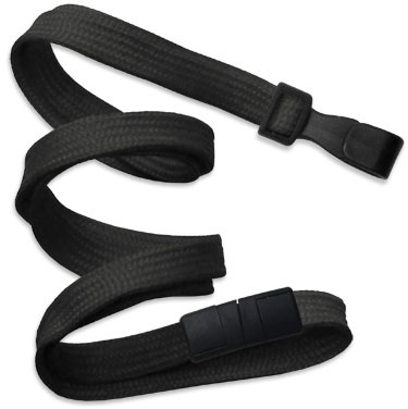 3/8" (10 mm) Black Breakaway Lanyard with Wide Plastic Hook (Pack of ...